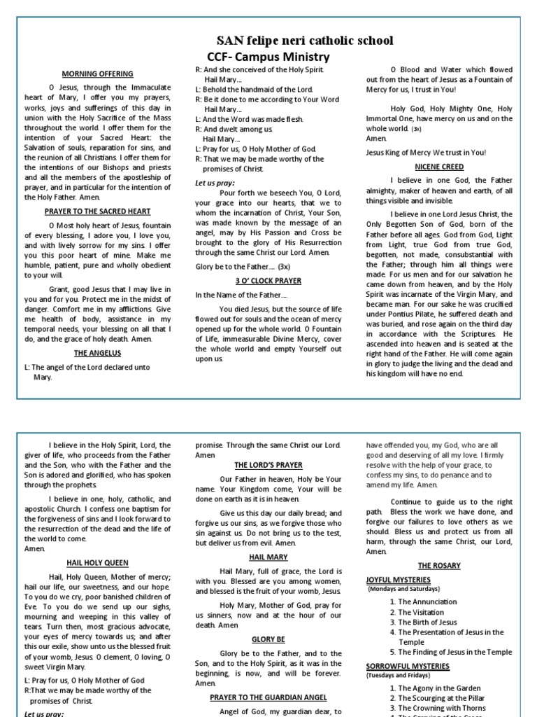 SFNCS Basic Prayers 1 | PDF | Mary, Mother Of Jesus | God The Father