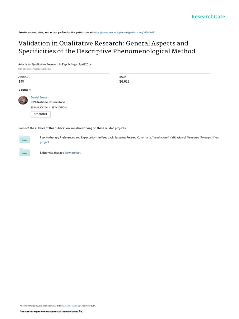 Validation In Qualitative Research Final Pdf Methodology