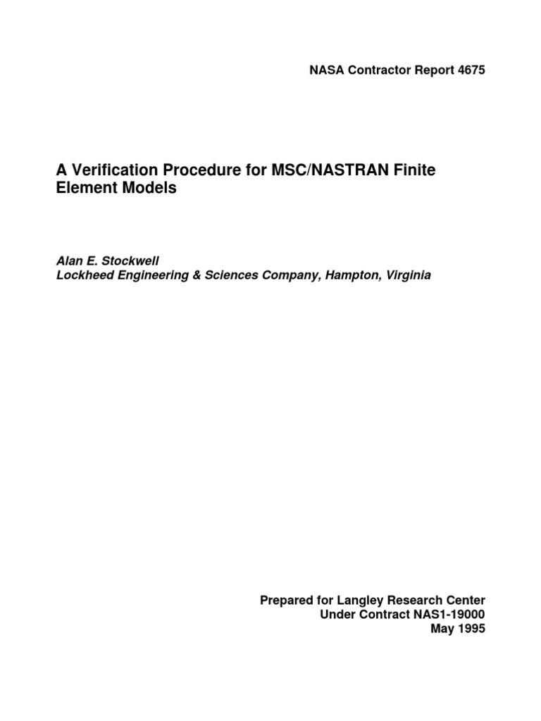 A Verification Procedure For MSC/NASTRAN Finite Element Models | PDF | Matrix (Mathematics ...