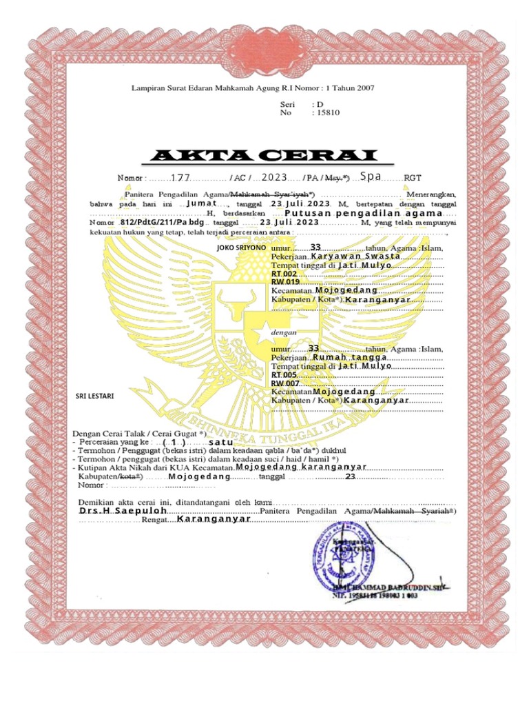 Akte Cerai PDF | PDF