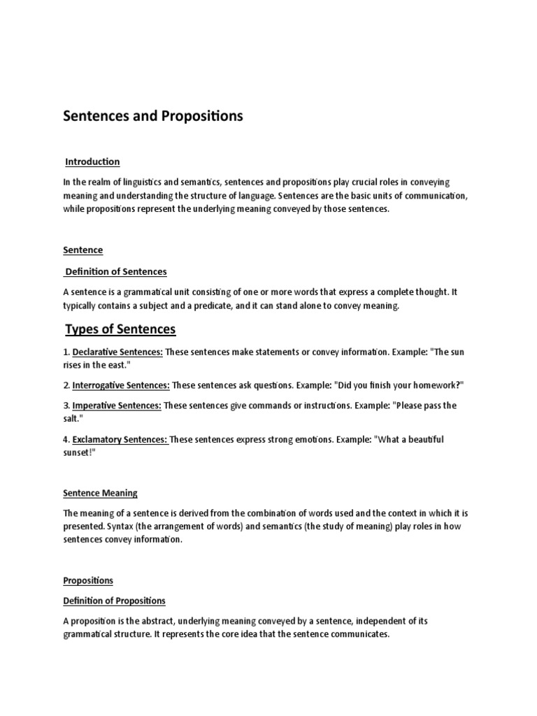 Sentence N Proposition | PDF | Proposition | Sentence (Linguistics)