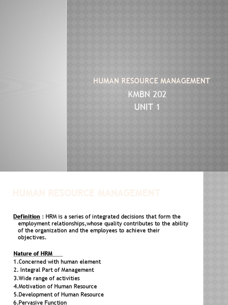 Unit 1-HRM | PDF | Human Resource Management | Human Resources