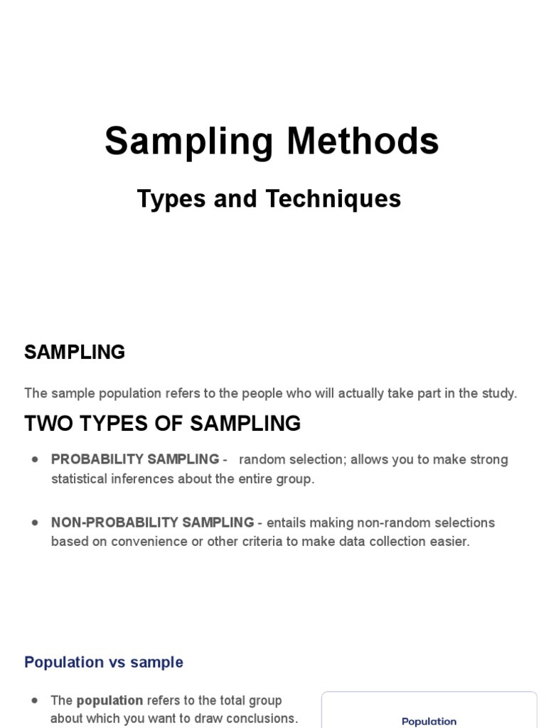 Sampling Methods | PDF | Sampling (Statistics) | Mode (Statistics) Sampling Methods | PDF | Sampling (Statistics) | Mode (Statistics)