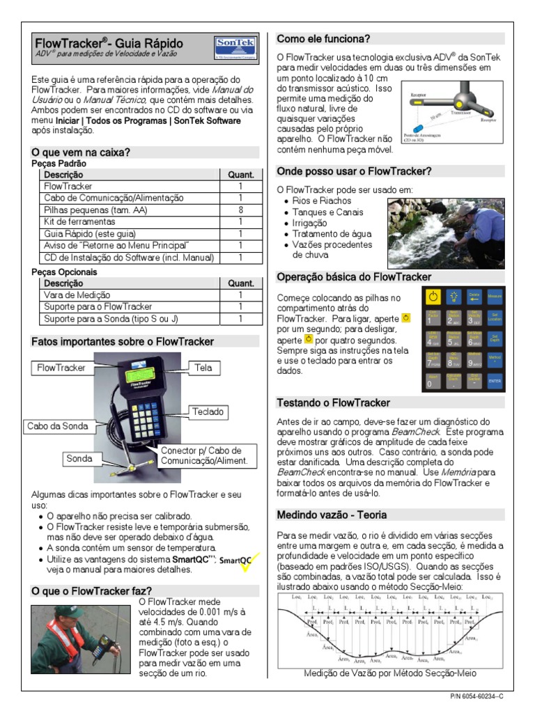 FlowTracker Quick Start Guide - Portuguese | PDF | Medição | Descarga ...