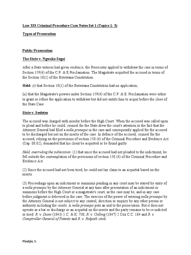 Criminal Procedure Case Notes | PDF | Criminal Procedure In South ...