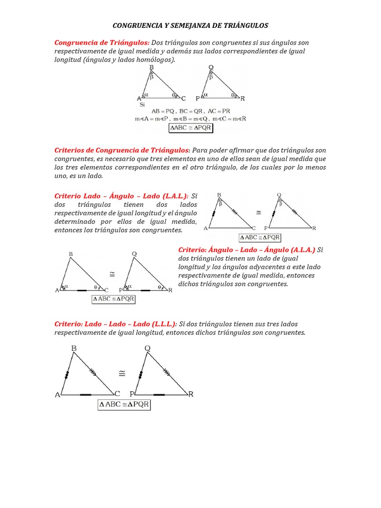 Congruencia y Semejanza de Triángulos | PDF | Triángulo | Geometría euclidiana