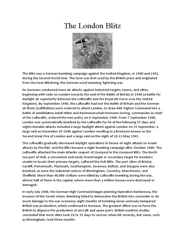 The London Blitz | PDF | The Blitz | Luftwaffe