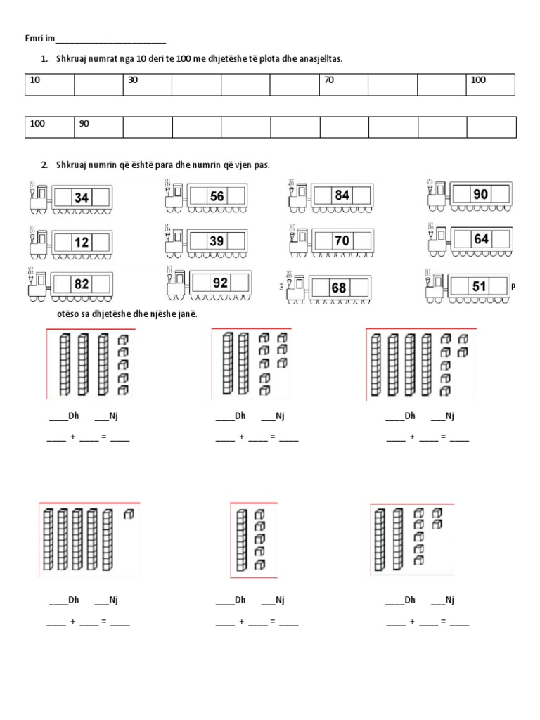 Ushtrime Me Numrat Deri Ne 100 | PDF