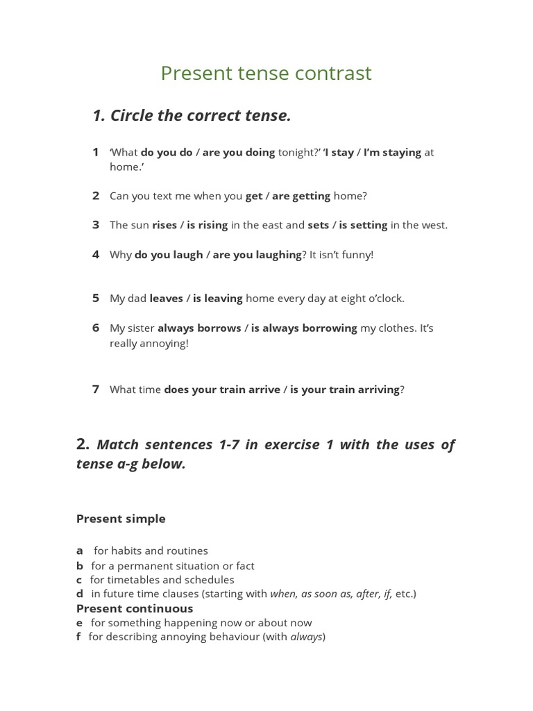 Present Tense Contrast | PDF | Language Families | Linguistic Morphology