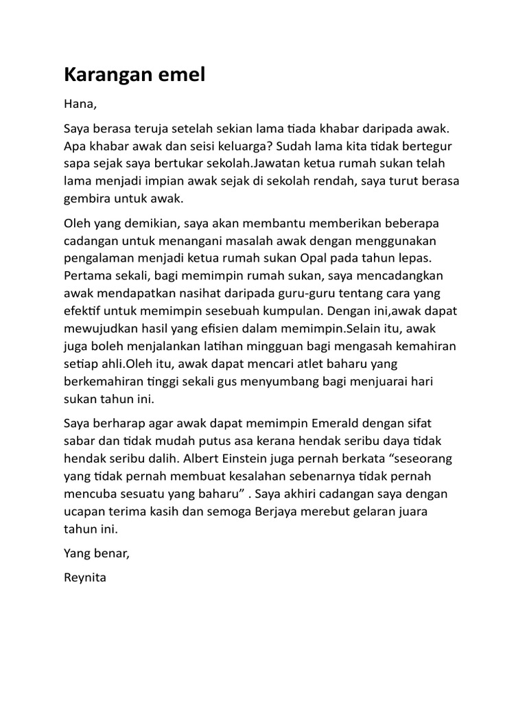 Karangan Emel | PDF | Karier & Perkembangan