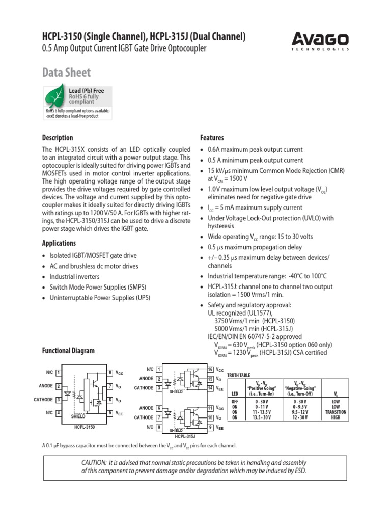 HCPL 3150 500e | PDF | Power Supply | Power Inverter