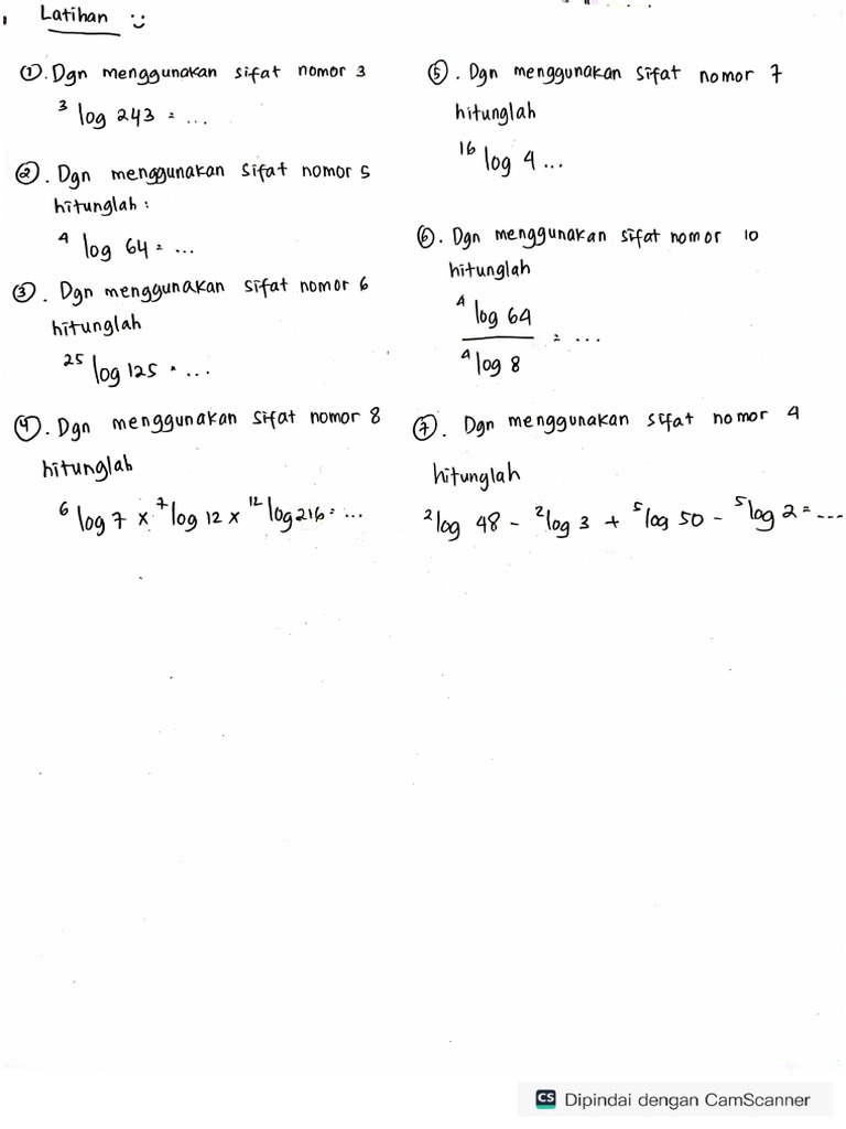 Latihan Sifat Logaritma | PDF