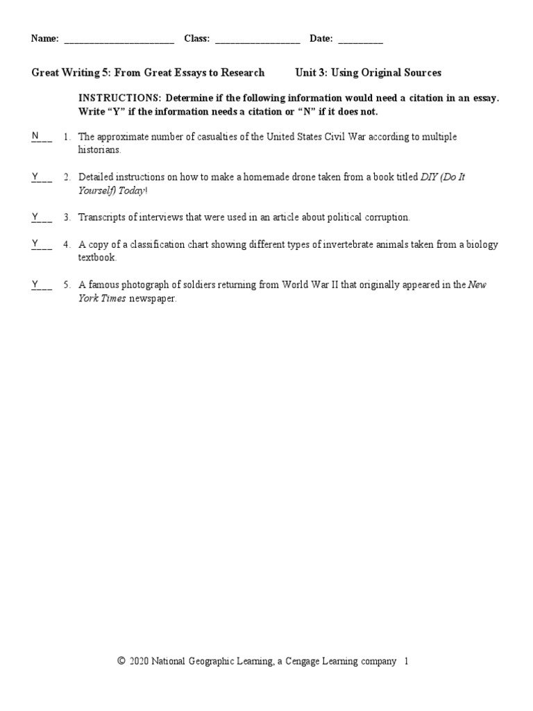 Academic Writing 2 - Unit 3 Test | PDF