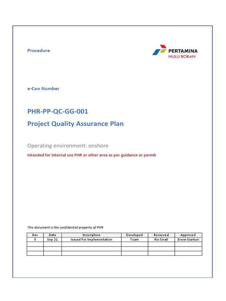 PHR-PP-QC-GG-001 Project Quality Assurance Plan | PDF | Quality ... PHR-PP-QC-GG-001 Project Quality Assurance Plan | PDF | Quality ...