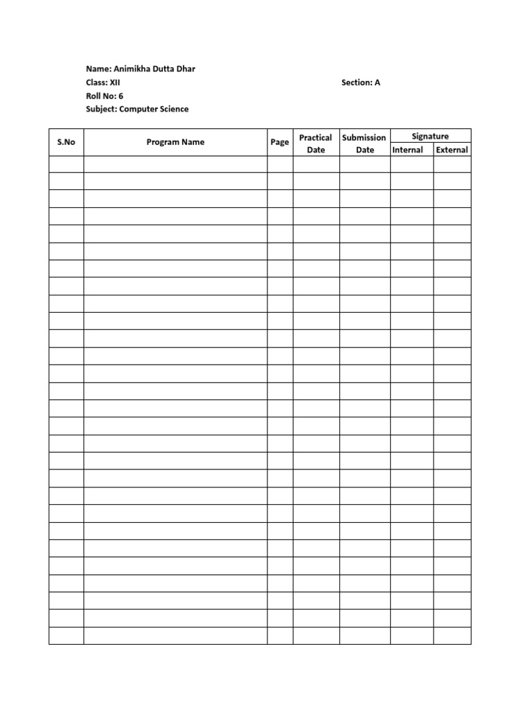 Computer Science Practical Log | PDF