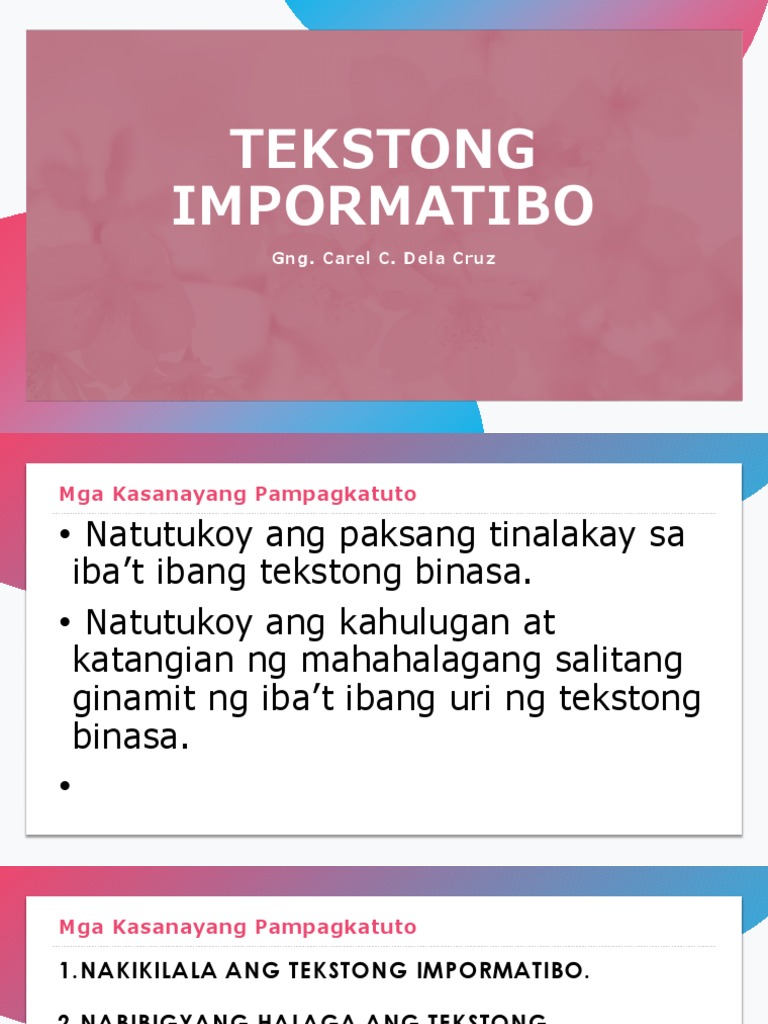 Tekstong Impormatibo | PDF