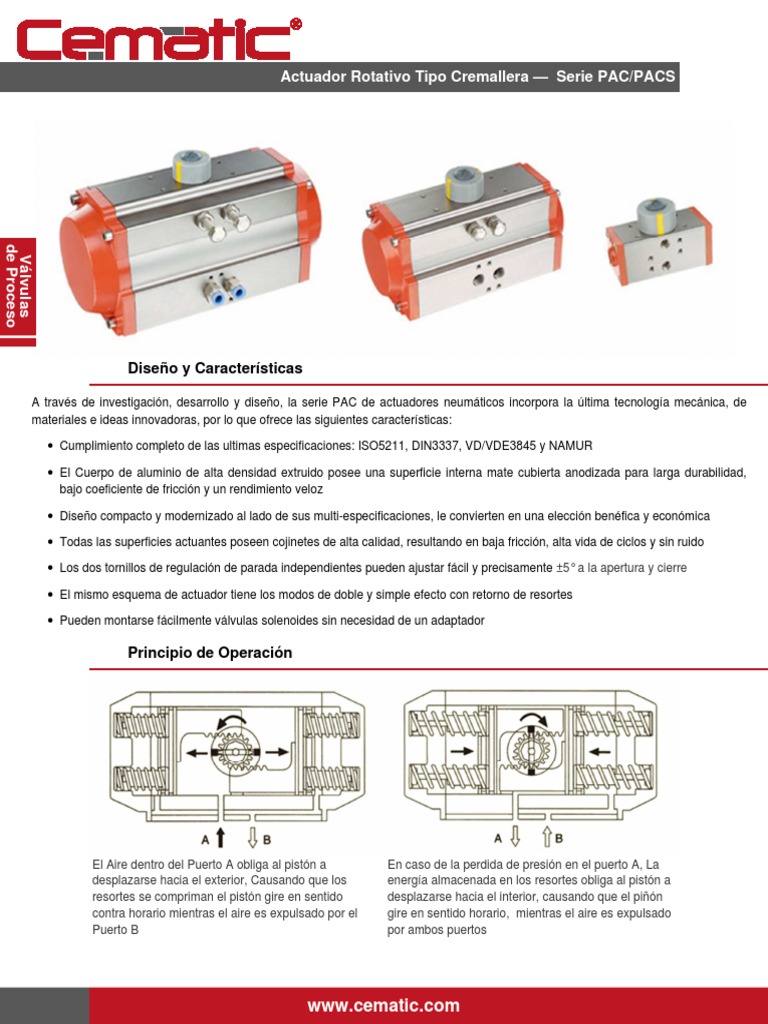 Actuador Neumatico para Valvula de Bola y Mariposa Cematic Pac-Pacs ...