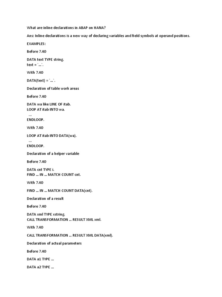 Abap Hana | PDF | Sql | Databases Abap Hana | PDF | Sql | Databases