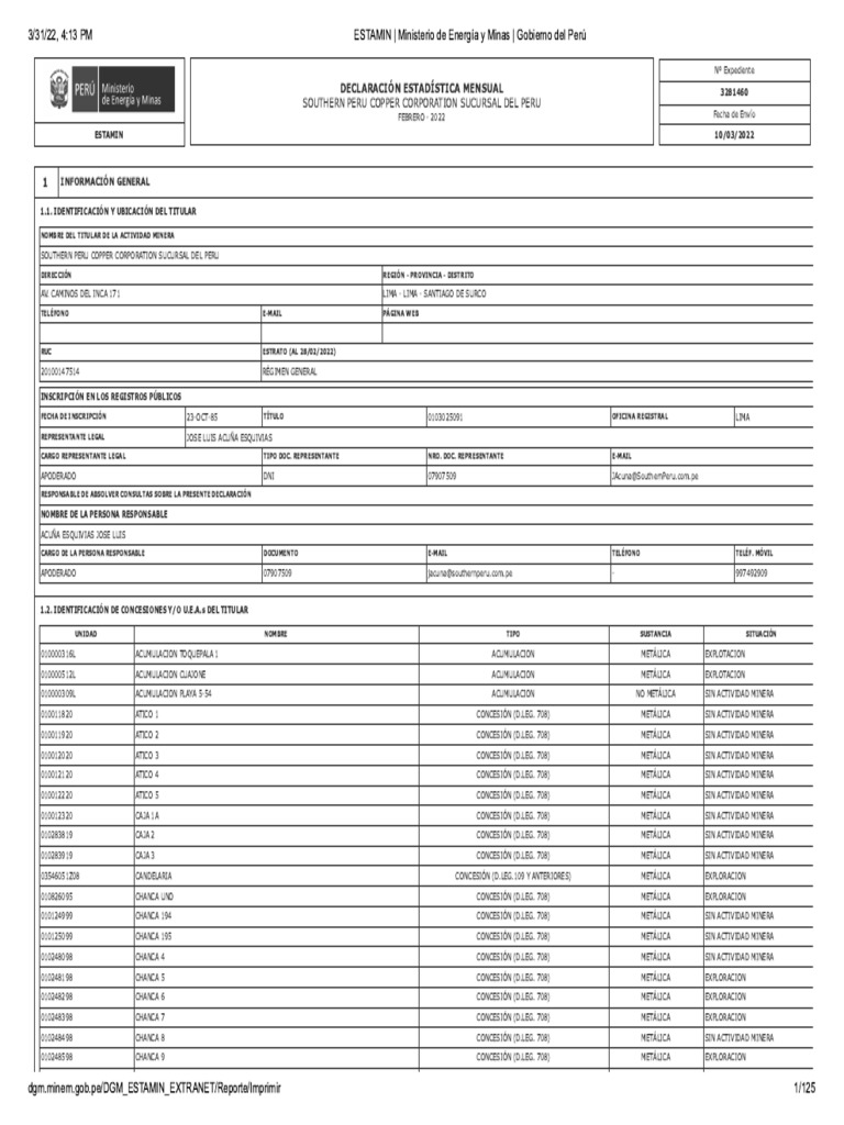 ESTAMIN - Ministerio de Energía y Minas - Gobierno Del Perú | PDF