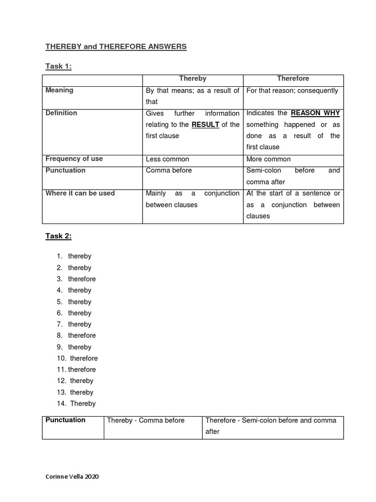 Thereby Therefore C1 Answers | PDF