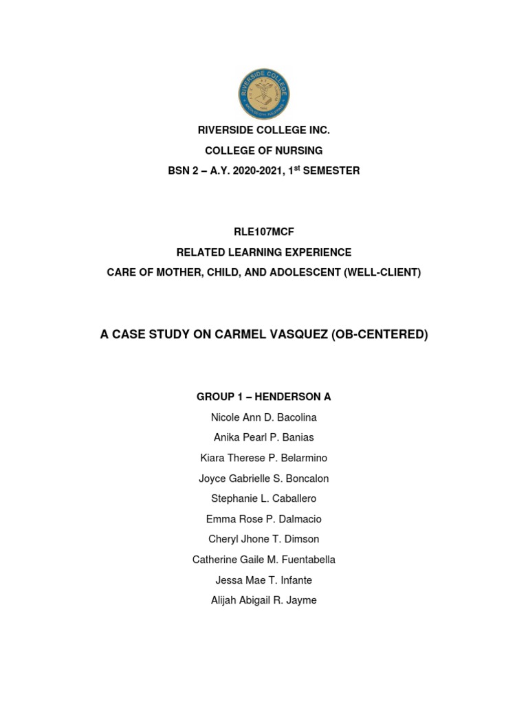 RLE107MCF - REVISED Case Study (OB - CENTERED) (Henderson A - Group 1) | PDF | Vagina | Uterus