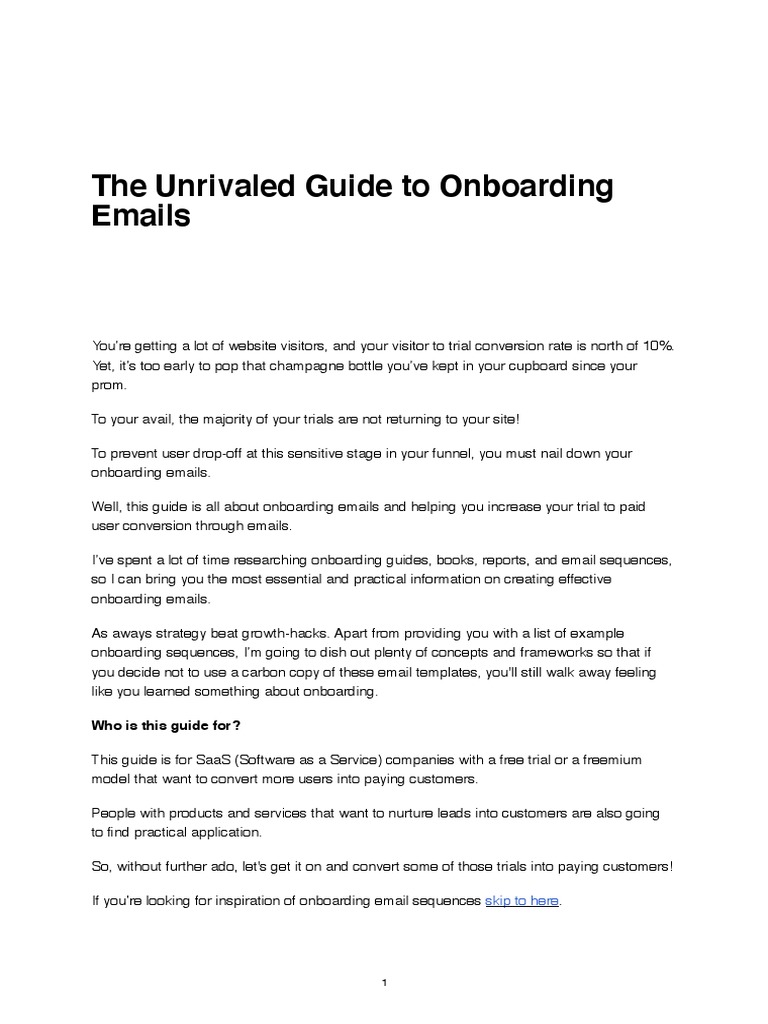 The Unrivaled Guide To Onboarding Emails | PDF | Motivation | Motivational