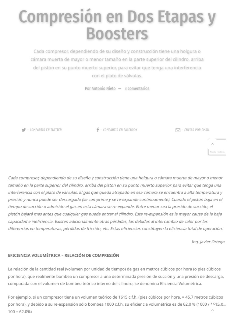 Compresión en Dos Etapas y Boosters | PDF | Refrigeración | Presión
