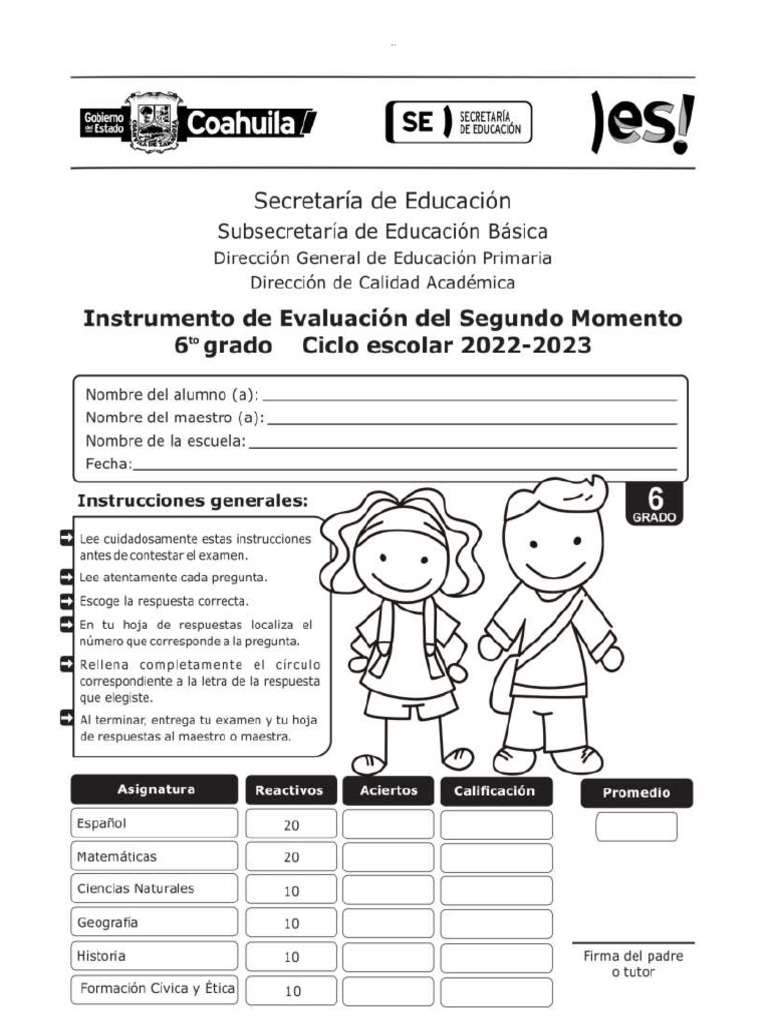 6° Inst. Eval. 2do. Momento Ciclo Escolar 22-23 | PDF | Mesoamérica ...
