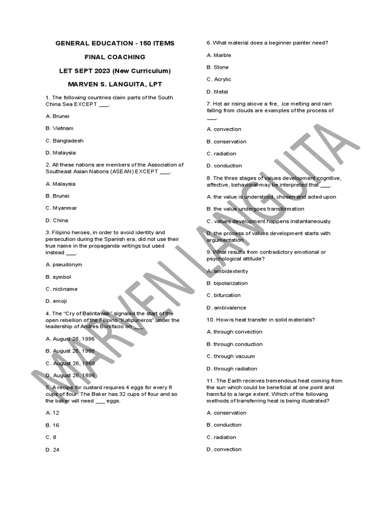 Gen Ed Final Coaching LETSEPT 2023 1 | PDF