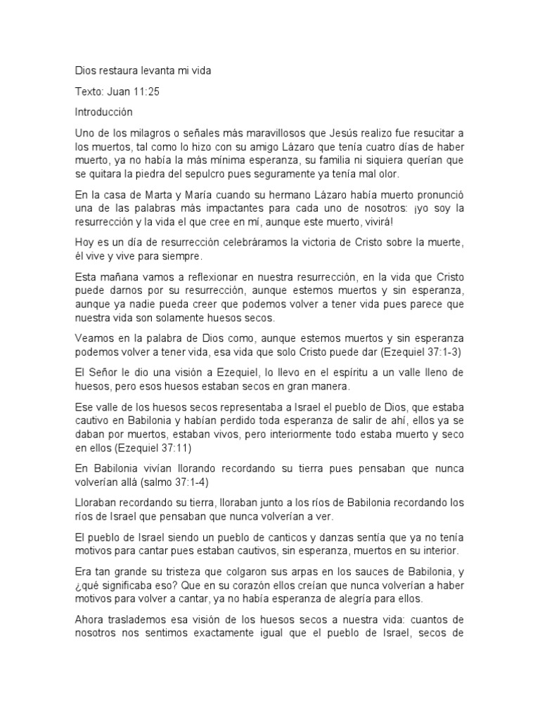 Dios Restaura Nuestra Vida | PDF | Resurrección | Jesús