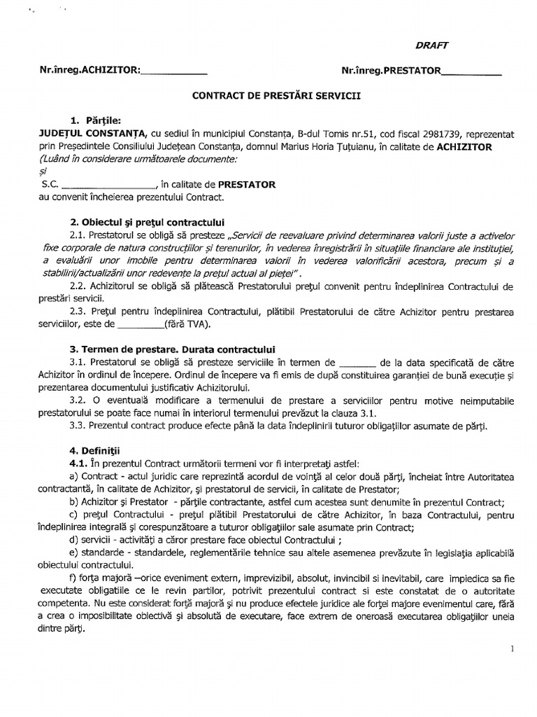 03 Model Contract de Prestari Servicii | PDF