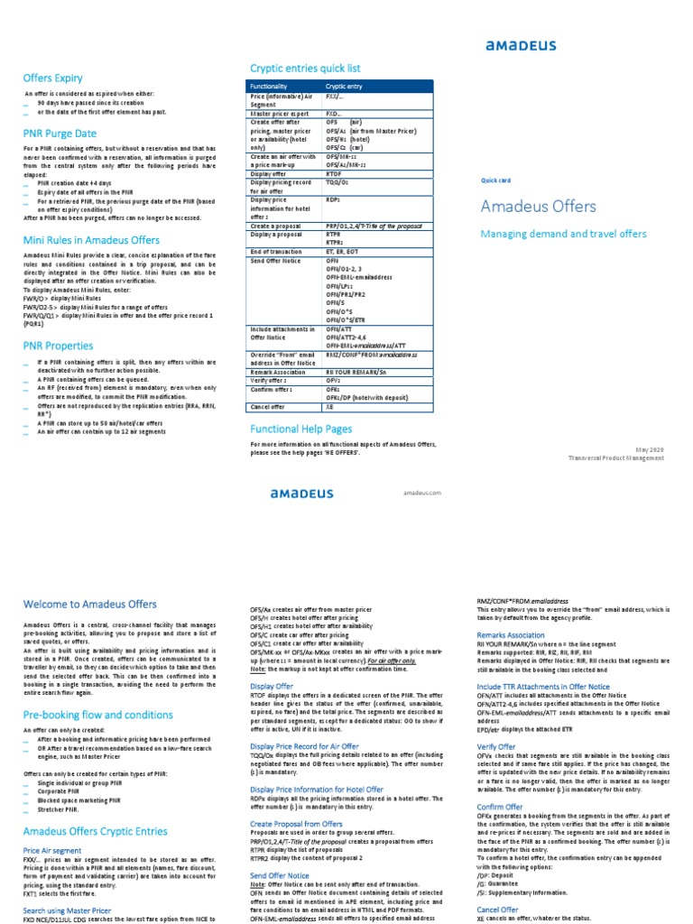 Amadeus Offers | PDF | Computing