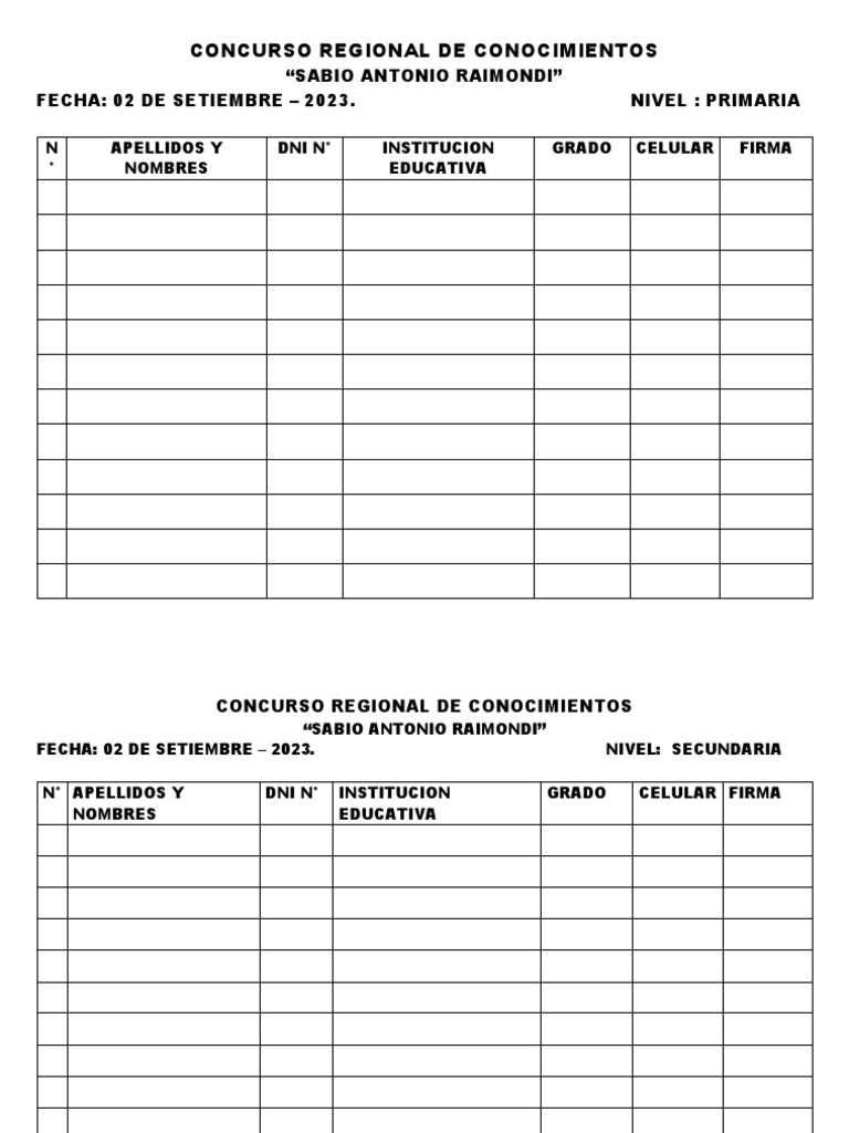 Concurso Regional de Conocimientos | PDF