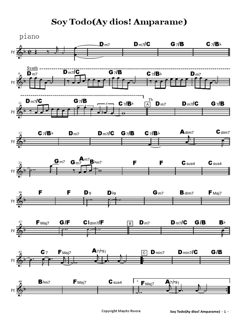 Soy Todo (Ay Dios! Amparame) - 001 Piano | PDF