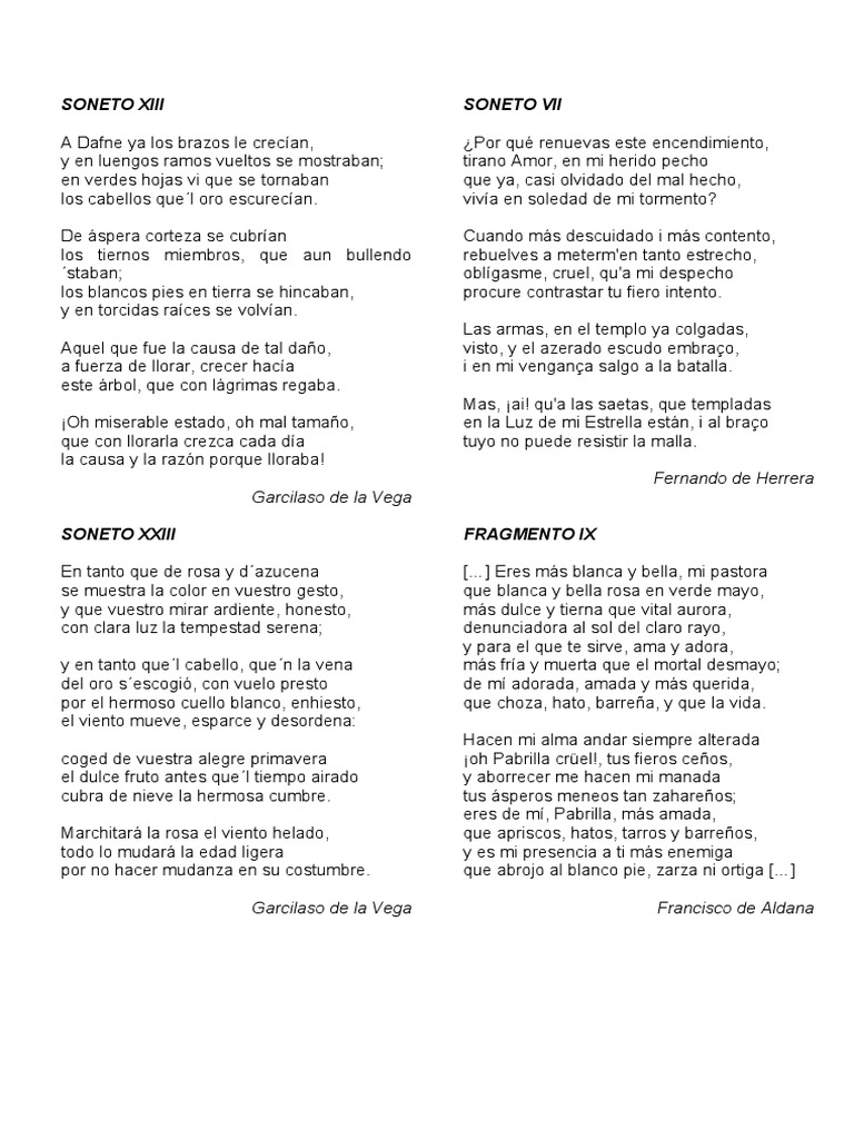 Análisis de Sonetos Clásicos | PDF