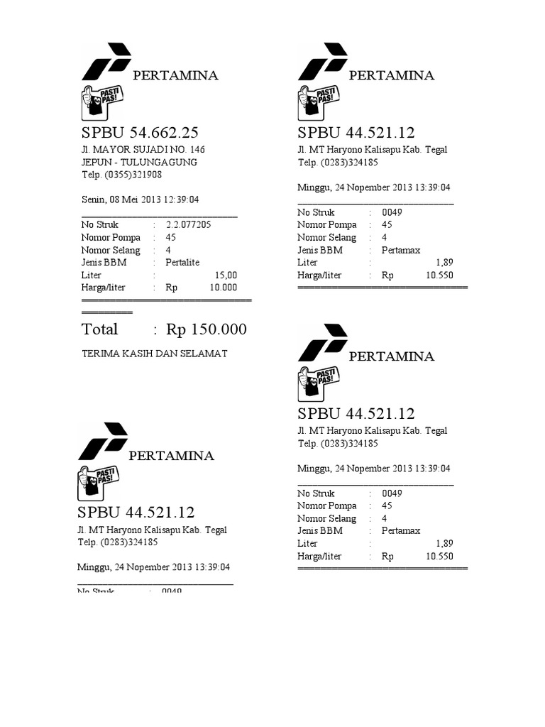 Struk Bensin Editan | PDF