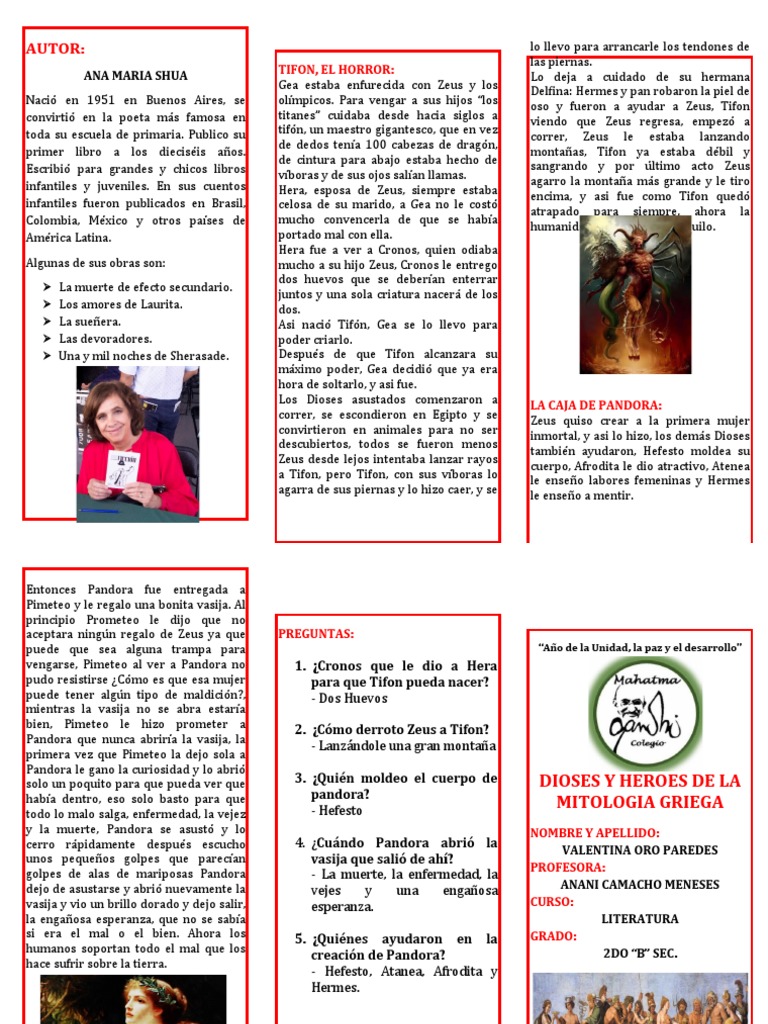 Mitos Griegos: Tifón y Pandora | PDF