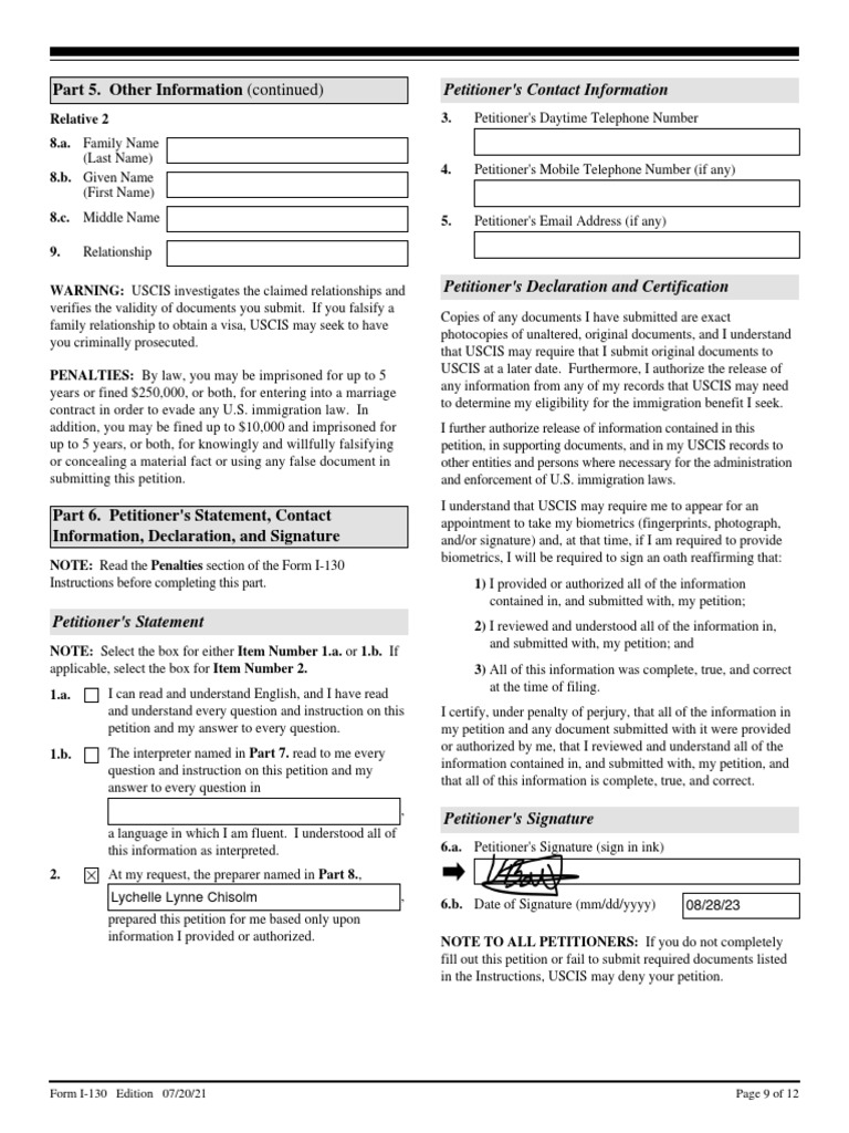 Petitioner AOS Signature Pages | PDF | United States Citizenship And ...