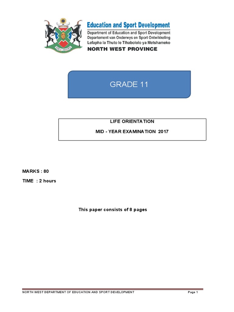 Life Orientation GR 11 Paper | PDF | Goal Setting | Cognition