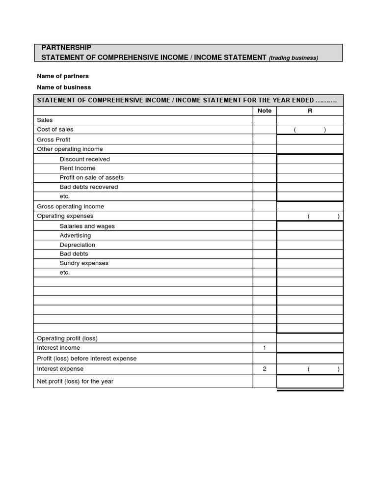 PARTNERSHIP Formats of Fin Statements | PDF | Balance Sheet | Book Value