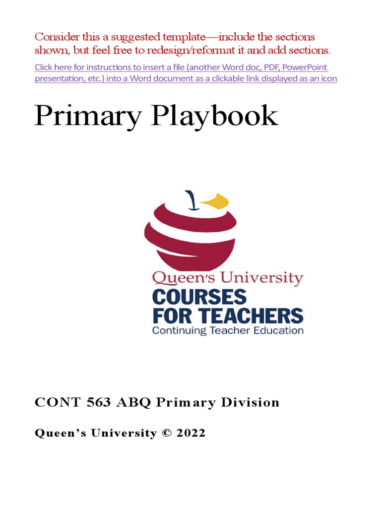 Primary Playbook Template | PDF