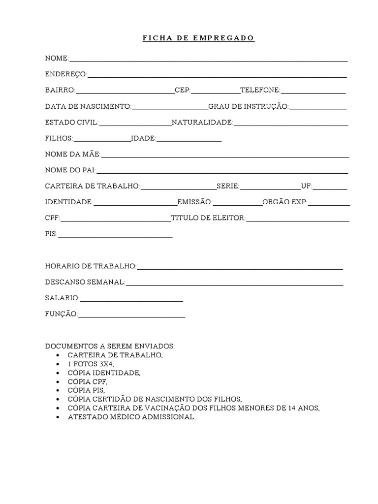 Ficha de Empregado | PDF