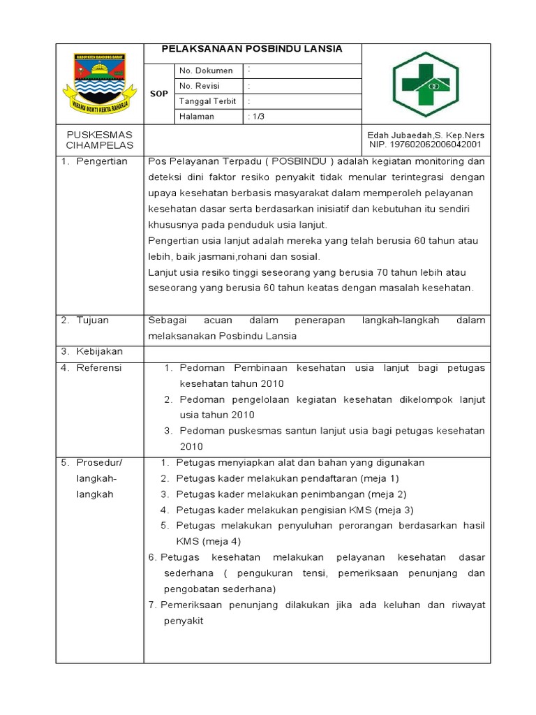 Sop POSBINDU CHP | PDF