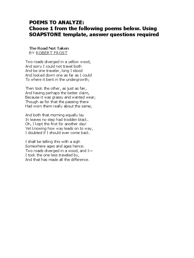 Analyzing Classic Poems Using SOAPSTONE | PDF