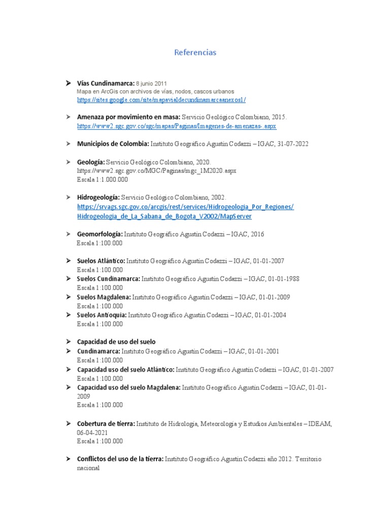 Referencias GDB Línea Base EIA | PDF | Colombia | Entorno natural
