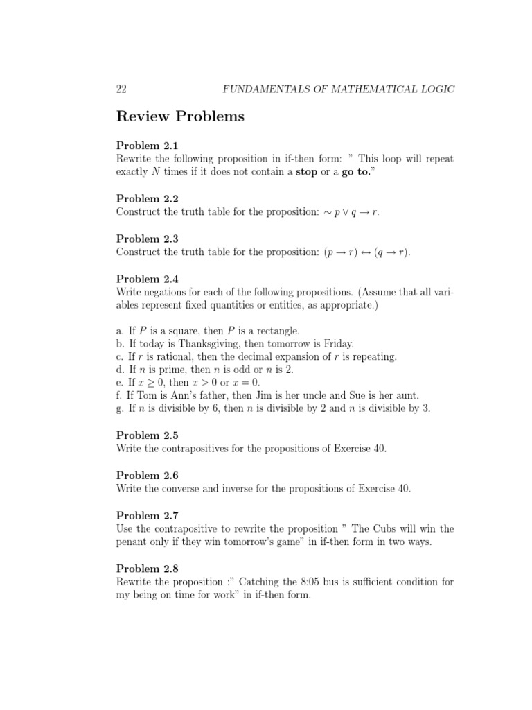 Mathematical Logic Problems & Solutions | PDF | Argument | Logic