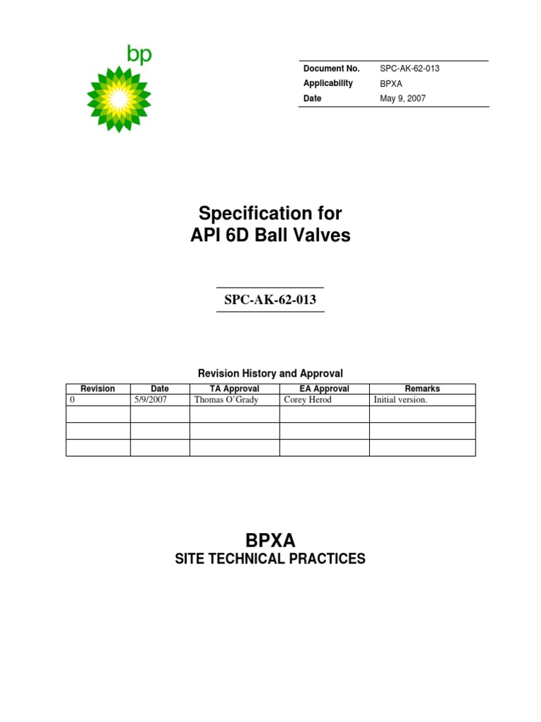 API 6D Ball Valve Specification | PDF