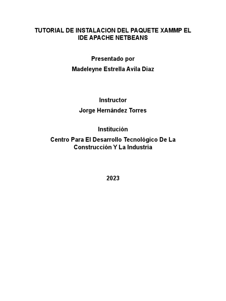 Tutorial de Instalacion Del Paquete Xammp El Ide Apache Netbeans | PDF ...