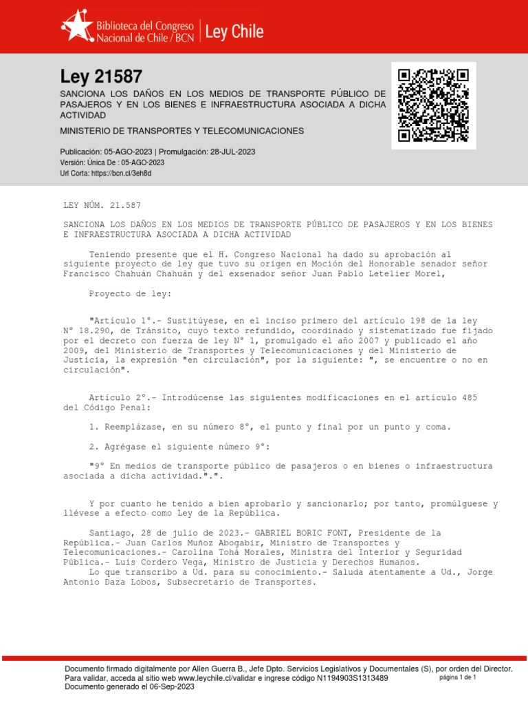 Ley 21587 - 05 AGO 2023 | PDF | Justicia | Crimen y violencia