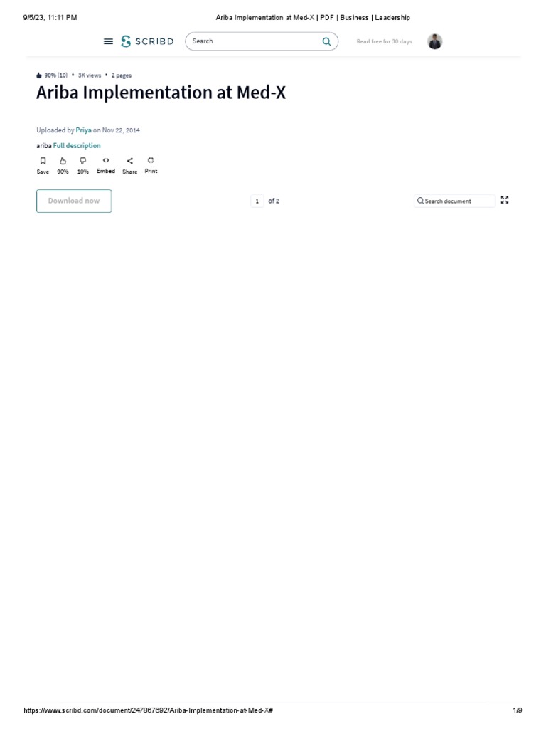 Ariba Implementation at Med-X - PDF - Business - Leadership | PDF | Scribd | Procurement